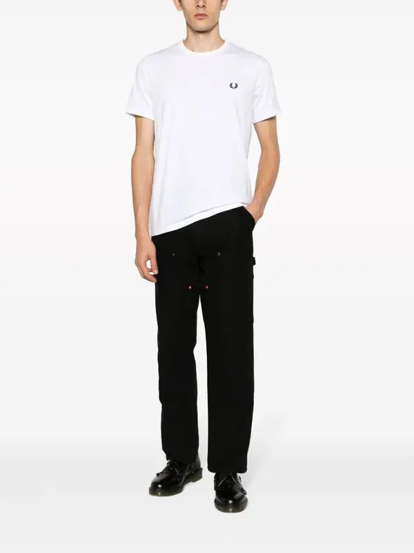 Fred Perry Ringer Wreath-embroidered T-shirt - White