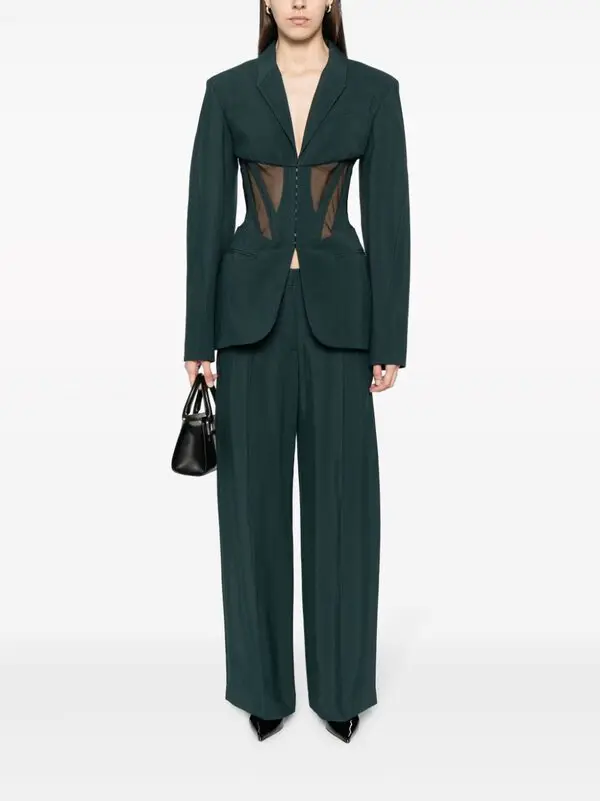 MUGLER Cut-out Wide-leg Trousers - Green