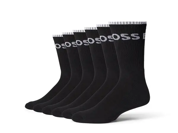 BOSS 6-pack Quarter Length Socks With Banded Branding Crew Cut Socks Shoes