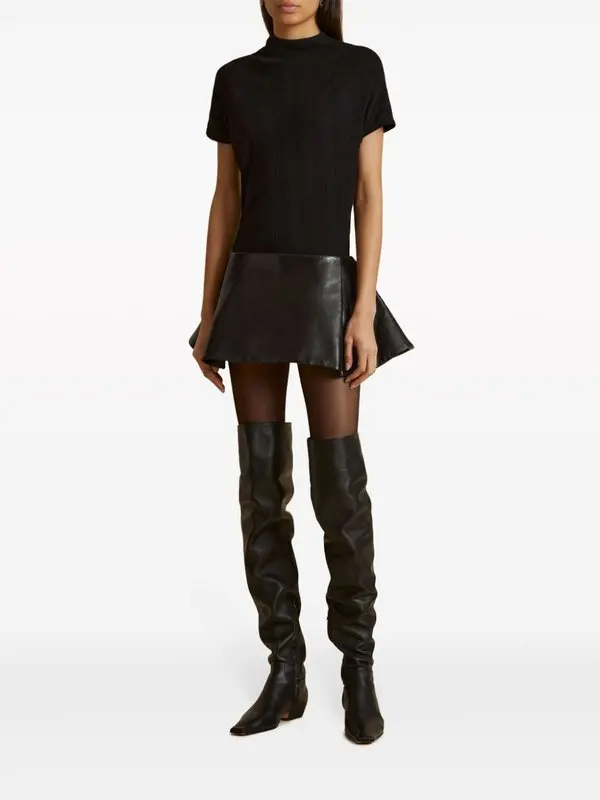 Khaite The Ralfa Leather Miniskirt