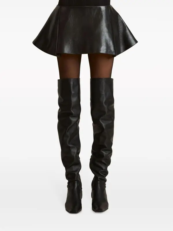 Khaite The Ralfa Leather Miniskirt