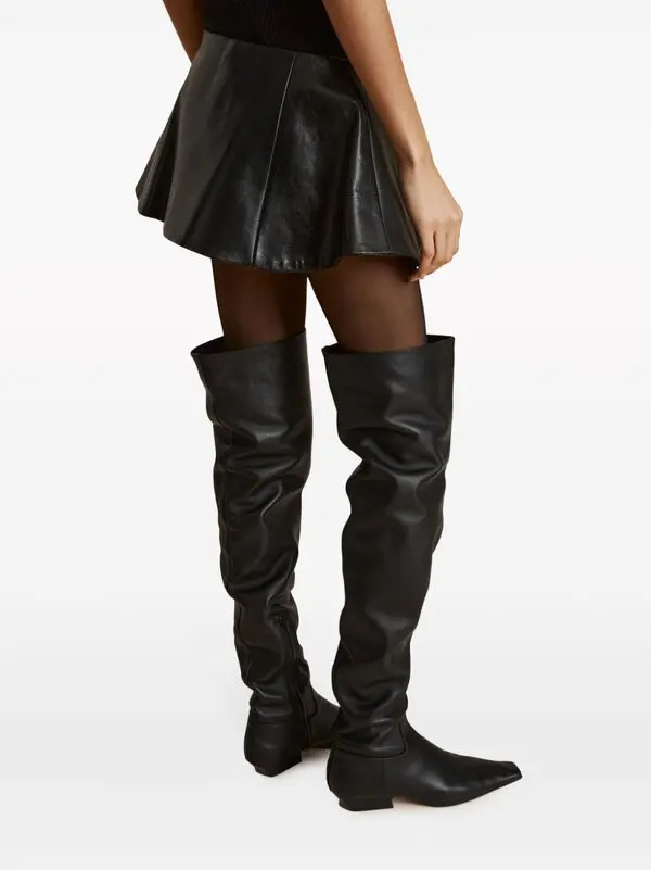 Khaite The Ralfa Leather Miniskirt