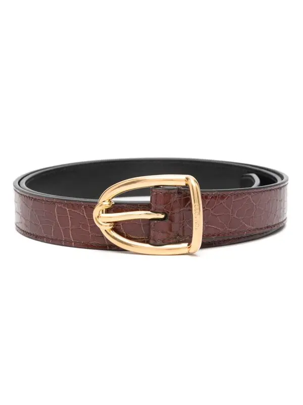 TOM FORD Crocodile-effect Leather Belt - Brown
