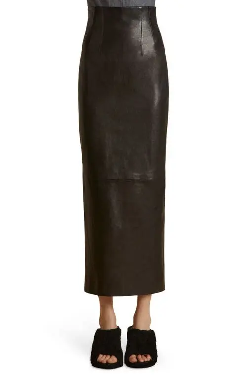 Khaite Loxley Fitted Leather Skirt - Black