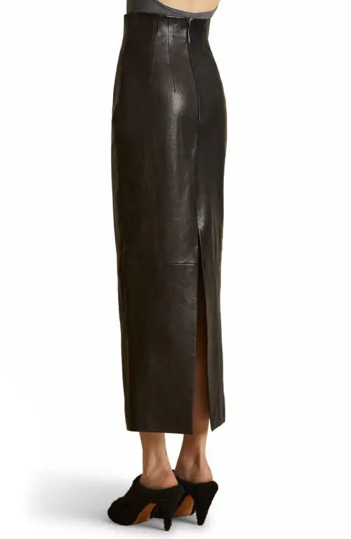 Khaite Loxley Fitted Leather Skirt - Black
