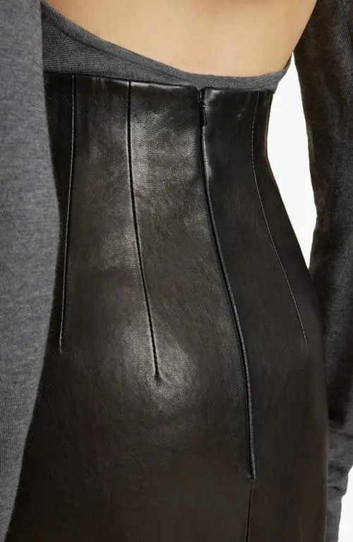Khaite Loxley Fitted Leather Skirt - Black