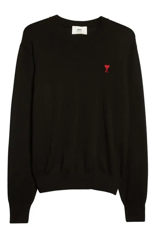 AMI Paris De Coeur Wool Crewneck Sweater - Black