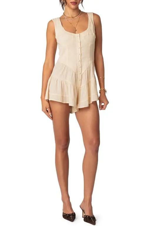 EDIKTED Veronica Texture Cover-up Romper - Beige