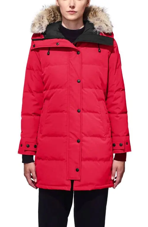 Canada Goose Fusion Fit Genuine Coyote Fur Trim Down Parka - Red