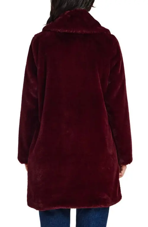 Gallery Faux Fur Coat With Shawl Collar