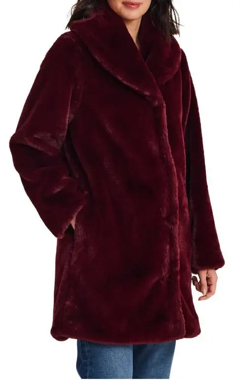 Gallery Faux Fur Coat With Shawl Collar