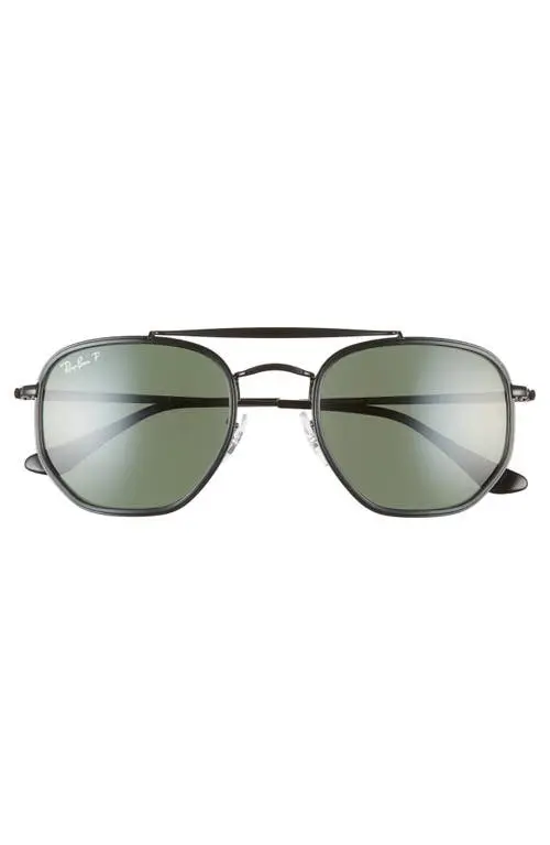 Ray-ban 52mm Polarized Irregular Aviator Sunglasses - Black/green Solid