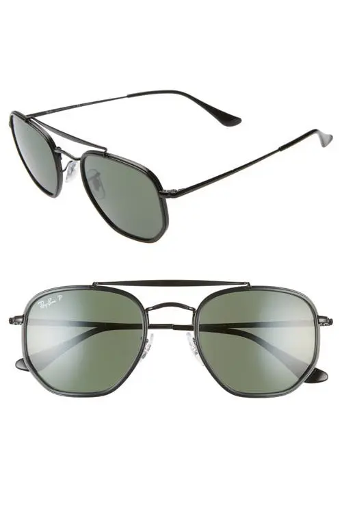 Ray-ban 52mm Polarized Irregular Aviator Sunglasses