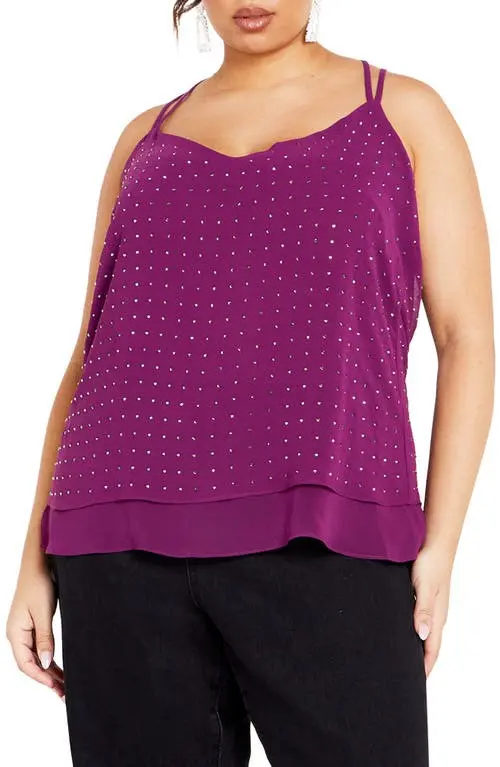 City Chic Studded Strappy Tank - Mulberry