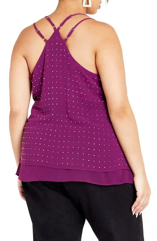 City Chic Studded Strappy Tank - Mulberry