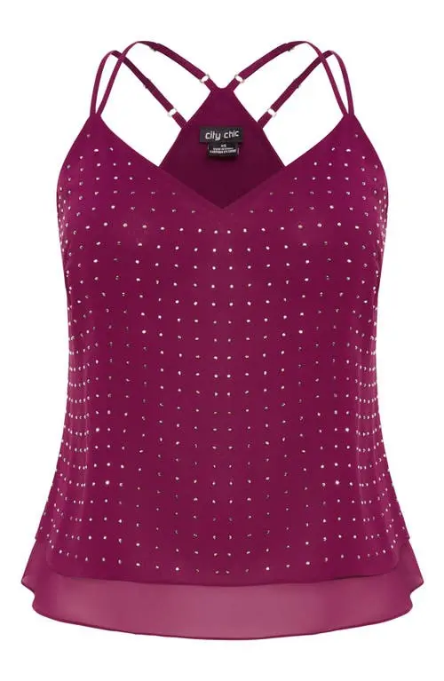 City Chic Studded Strappy Tank - Mulberry