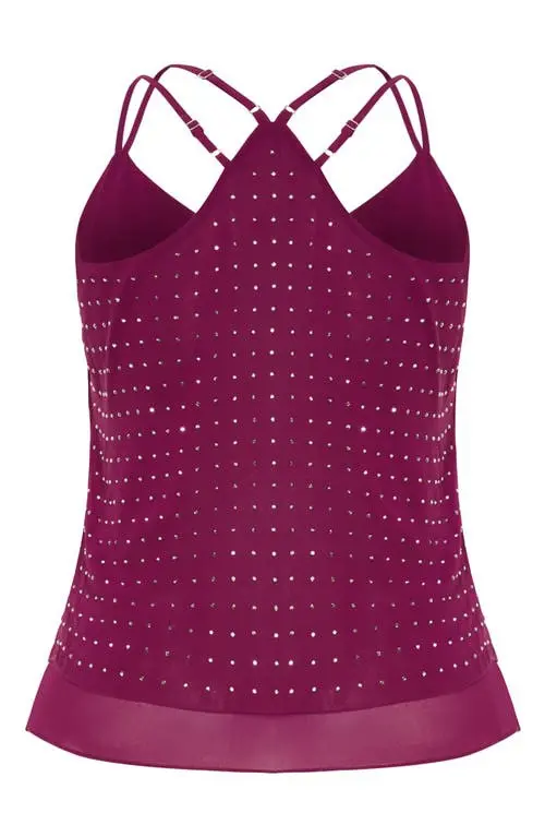 City Chic Studded Strappy Tank - Mulberry