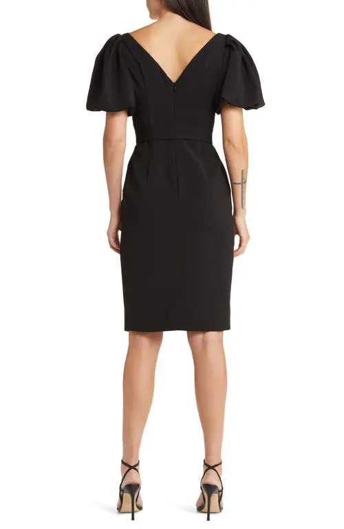 NIKKI LUND Bonnie Puff Sleeve Belted Sheath Dress
