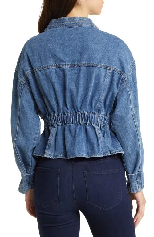 NIKKI LUND Alina Studded Peplum Denim Jacket