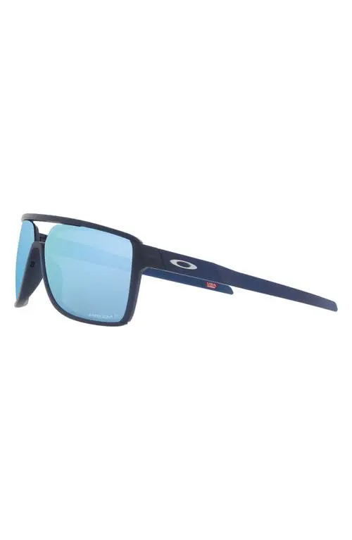 Oakley Castel 63mm Prizm™ Polarized Oversize Rectangular Sunglasses - Trans Blue