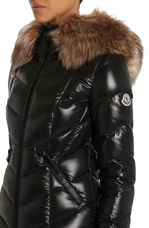 Moncler Marre Quilted Down Coat With Shearling Trim
