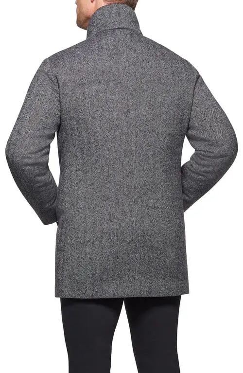 NORWEGIAN WOOL Waterproof Herringbone Wool-blend Car Coat - Grey