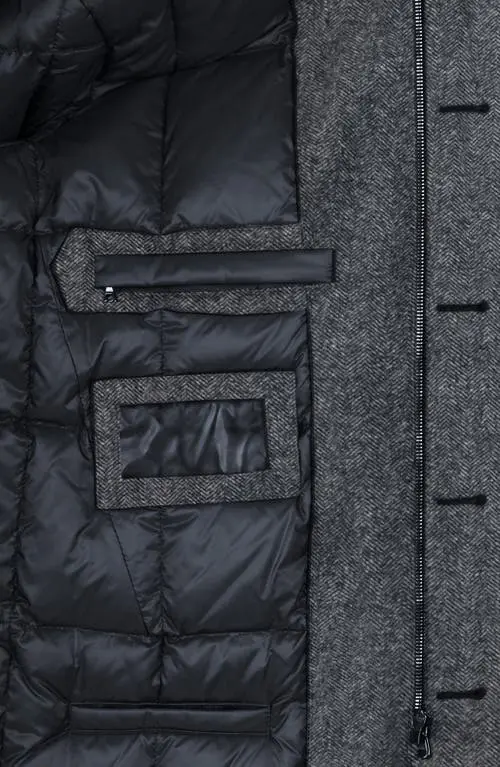 NORWEGIAN WOOL Waterproof Herringbone Wool-blend Car Coat - Grey
