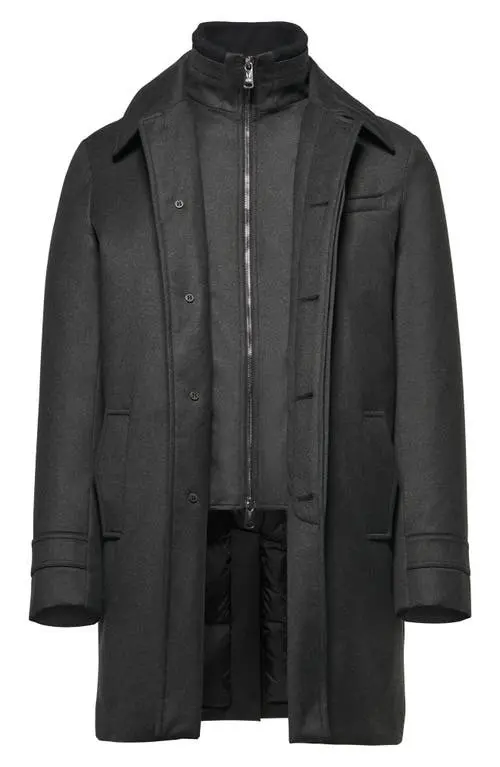 NORWEGIAN WOOL Waterproof Virgin Wool & Silk Down Coat - Dark Graphite