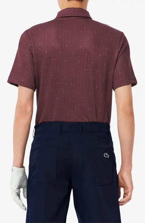 Lacoste Regular Fit Print Stretch Polo Shirt - Expresso/ Navy Blue