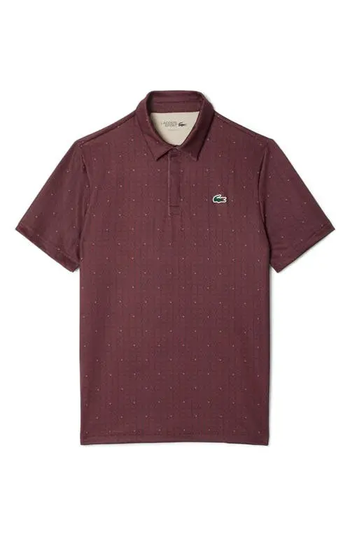 Lacoste Regular Fit Print Stretch Polo Shirt - Expresso/ Navy Blue