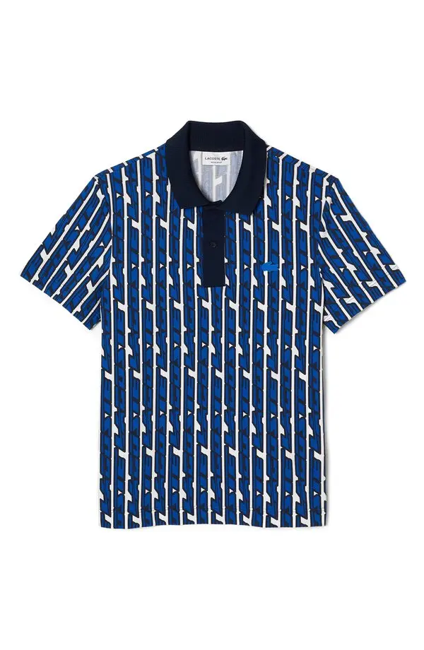 Lacoste Regular Fit Print Stretch Cotton Blend Polo Shirt