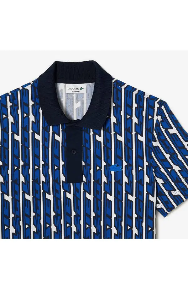 Lacoste Regular Fit Print Stretch Cotton Blend Polo Shirt
