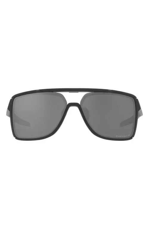 Oakley Castel 63mm Prizm™ Polarized Oversize Rectangle Sunglasses - Matte Black