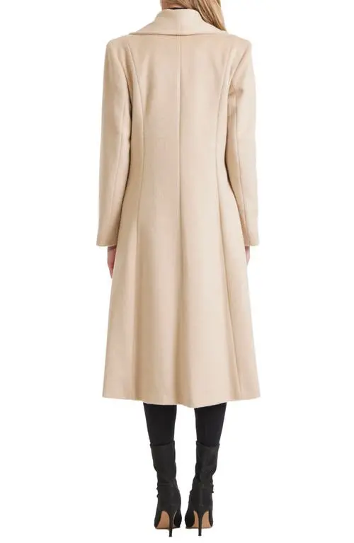Sofia Cashmere Shawl Collar Hair Coat - Beige
