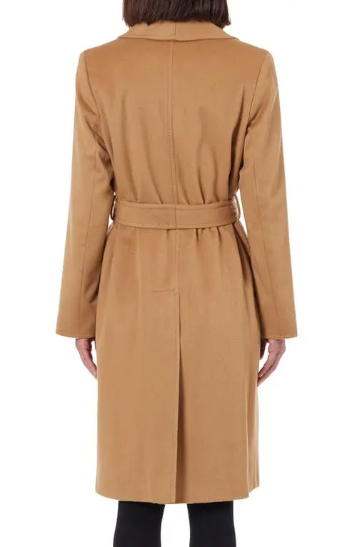 Sofia Cashmere Pickstitch Cashmere Wrap Coat - Camel
