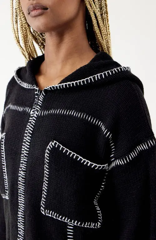 BDG URBAN OUTFITTERS Blanket Stitch Hooded Cardigan