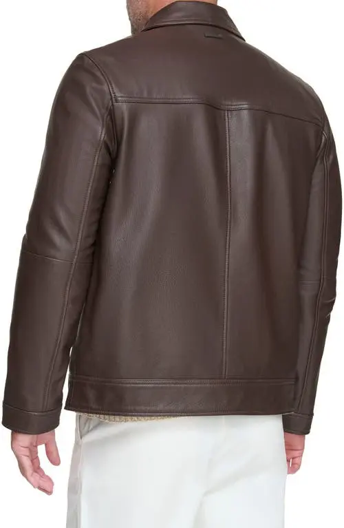 Andrew Marc Clayton Leather Jacket - Chocolate