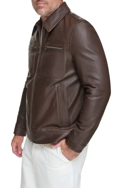 Andrew Marc Clayton Leather Jacket - Chocolate