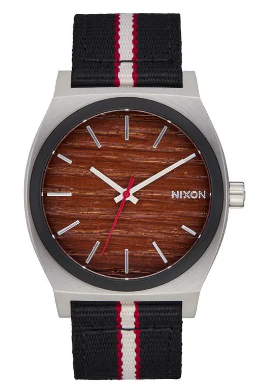 Nixon Time Teller Strap Watch - Silver/rosewood/black Stripe
