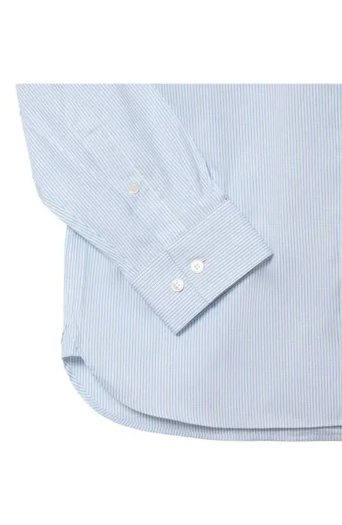 Lacoste Slim Fit Pinstripe Stretch Button-up Shirt - Blanc/panorama