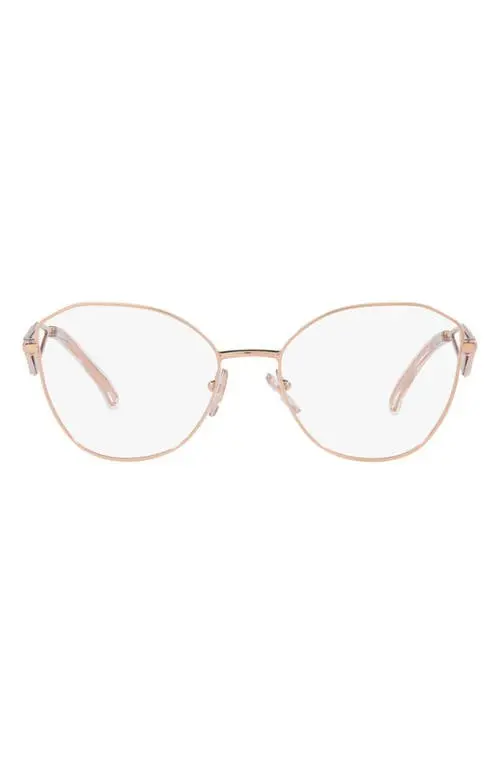 Prada 55mm Round Frame Eyeglasses - Pink Gold