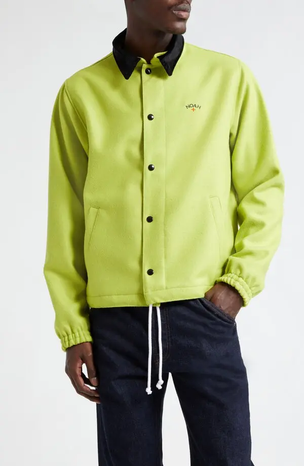 Noah Campus Wool Jacket In Chartreuse - 83% Off | Editorialist