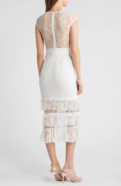 Bebe Tiered Lace Midi Dress In Ivory - 21% Off | Editorialist