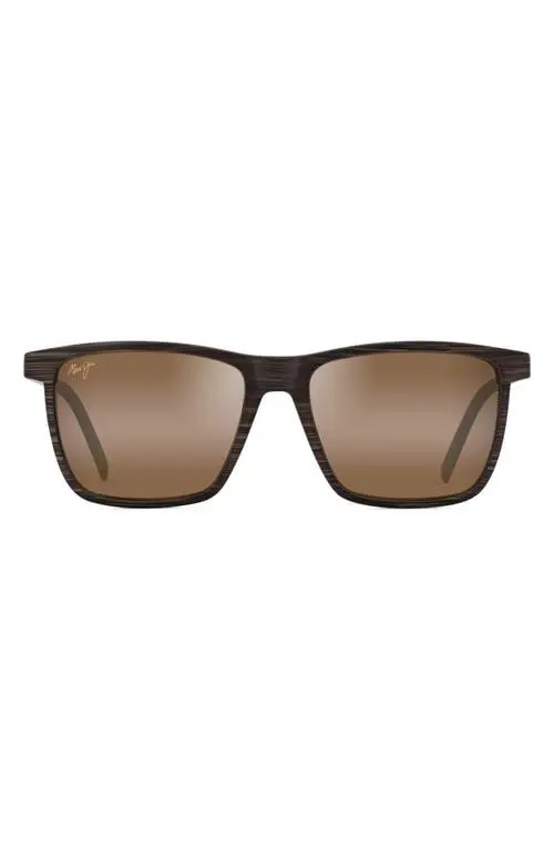Maui Jim 55mm Rectangular Sunglasses - Brown Stripe