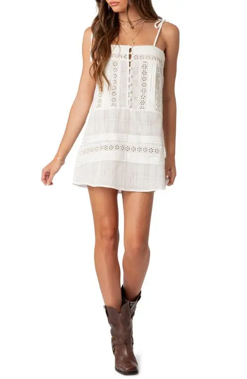 EDIKTED August Eyelet Mini Dress