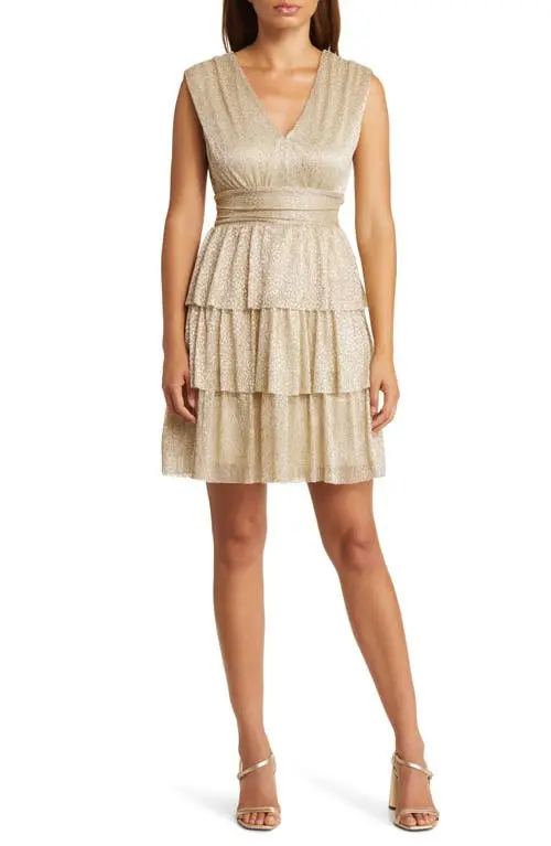 Lilly Pulitzer Faye Metallic Ruffle Cocktail Dress In Gold - 25% Off |  Editorialist