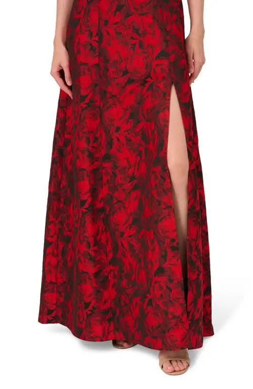 Adrianna Papell Beaded Jacquard Ballgown