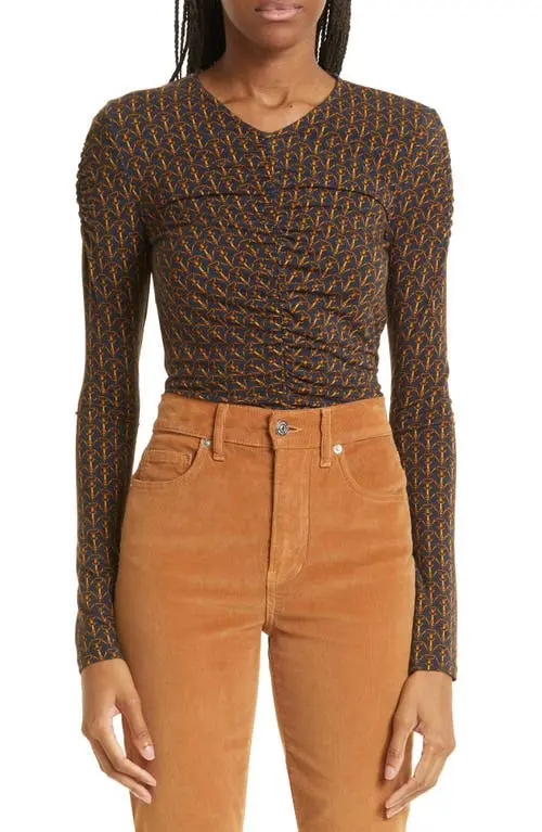 Veronica Beard Neeta Tack Print Top
