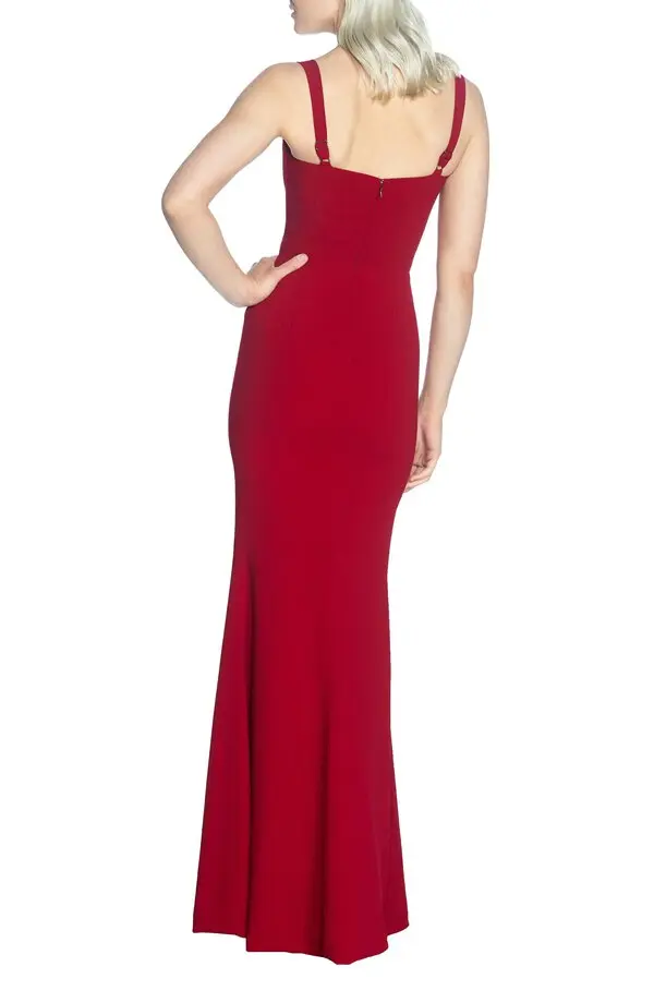 Dress The Population Estella Crepe Trumpet Gown - Garnet | Editorialist