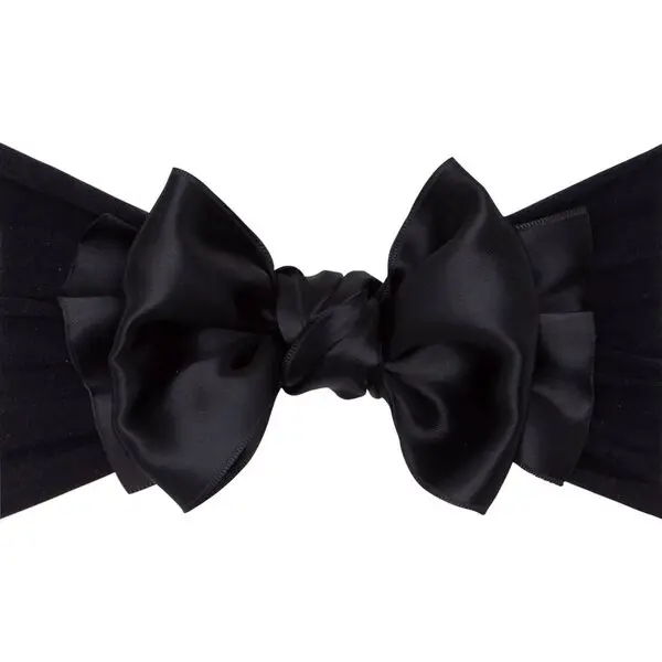 BABY BLING Satin Headband With Bow Detail - Black